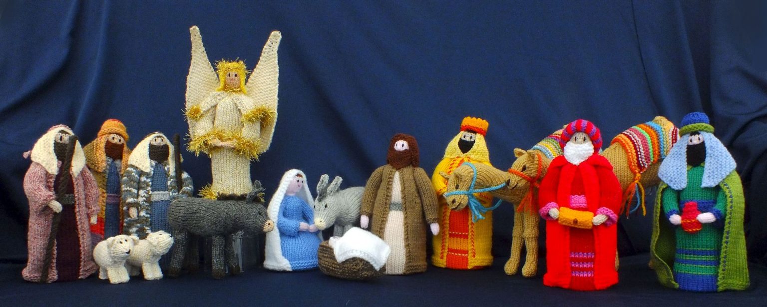 Knitted Nativity set of characters, including camel & donkey - Jo - Big ...