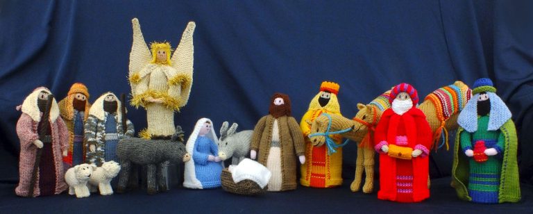 Knitted Nativity set of characters, including camel & donkey - Jo - Big ...